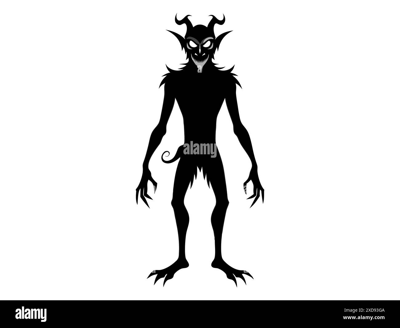 Black silhouette of devil character isolated on a white background ...