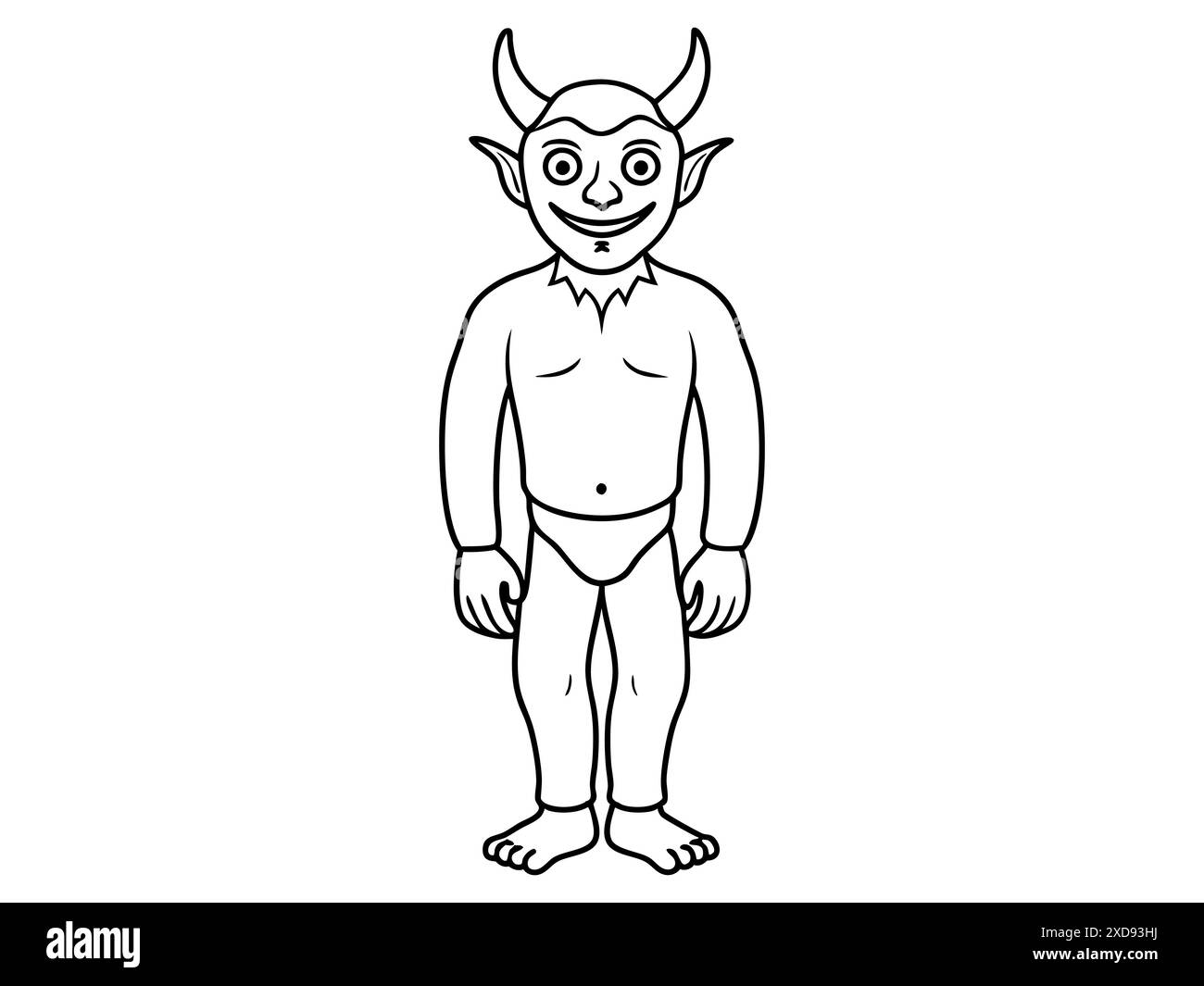 Black outline of devil character isolated on a white background ...