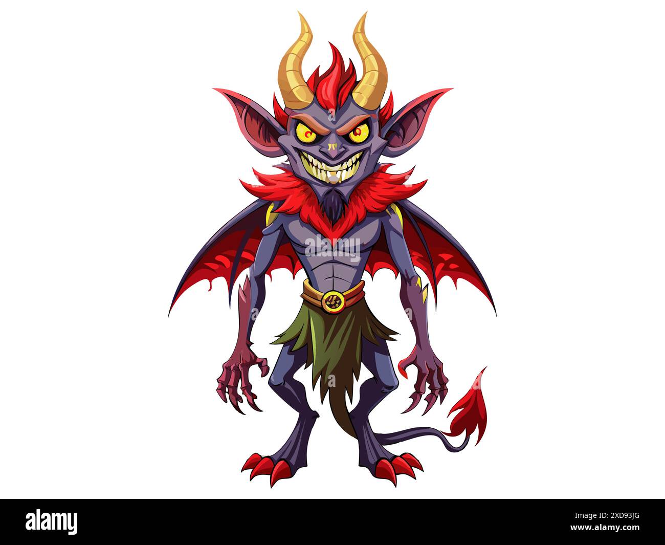 Cartoon devil character with glowing eyes isolated on a white ...