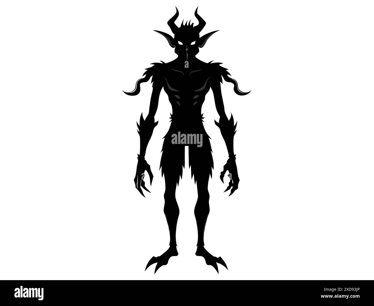 Black silhouette of devil character isolated on a white background. Concept of Halloween ...