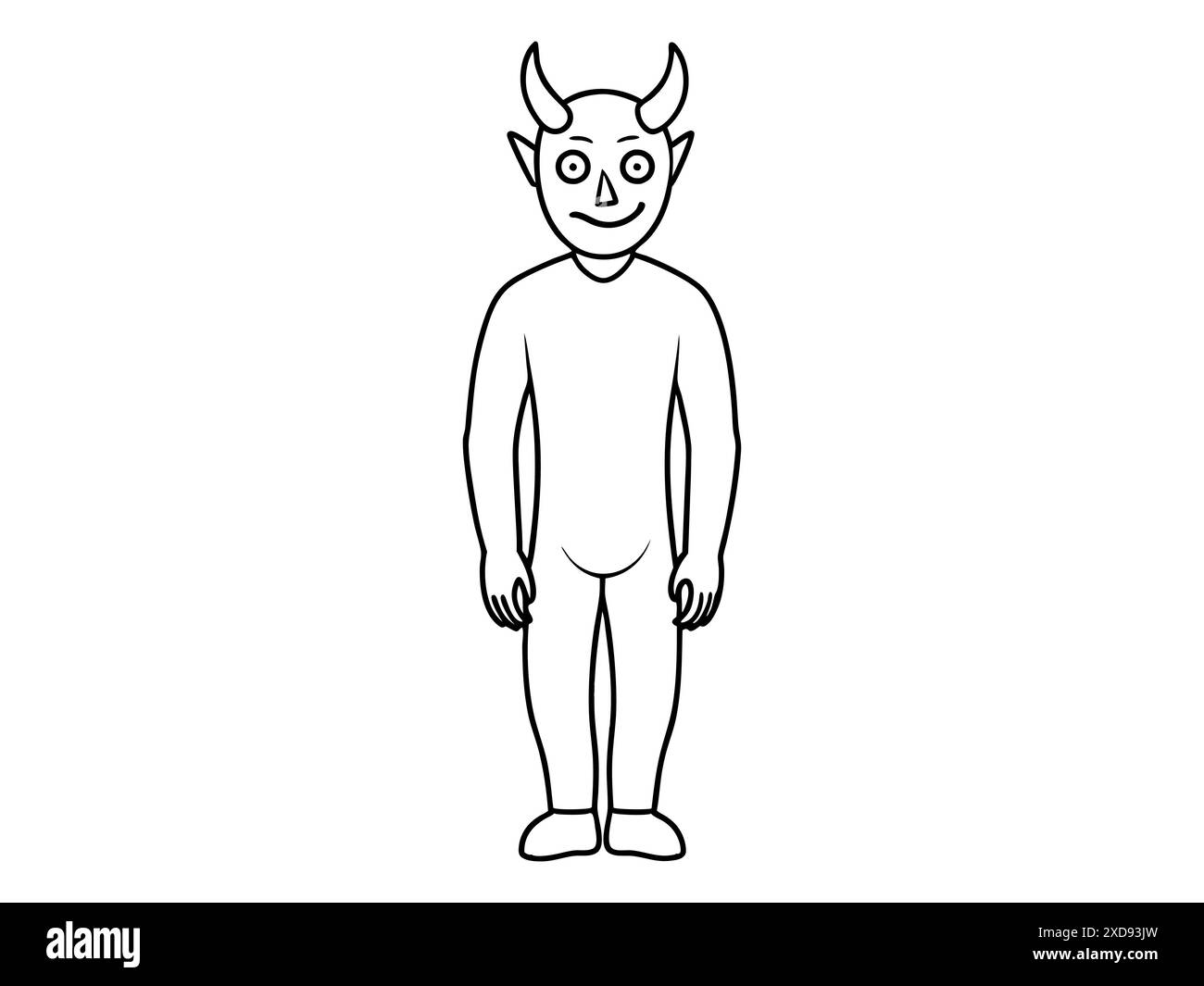 Black outline of devil character isolated on a white background ...