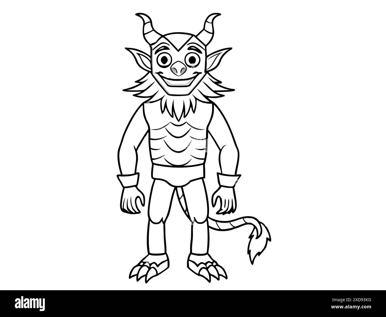 Black outline of devil character isolated on a white background ...