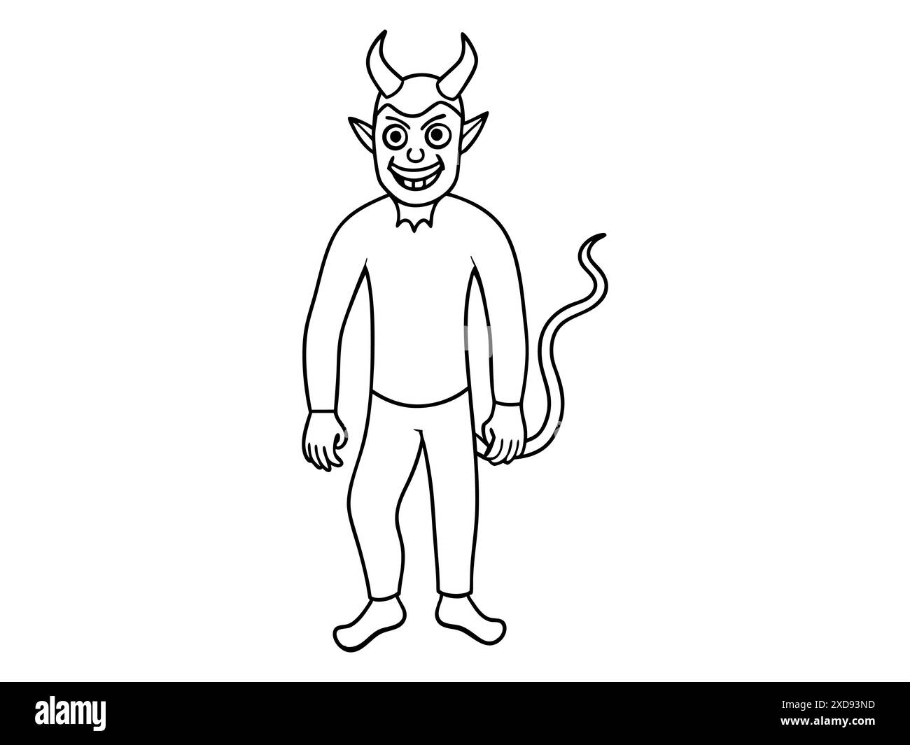 Black outline of devil character isolated on a white background ...