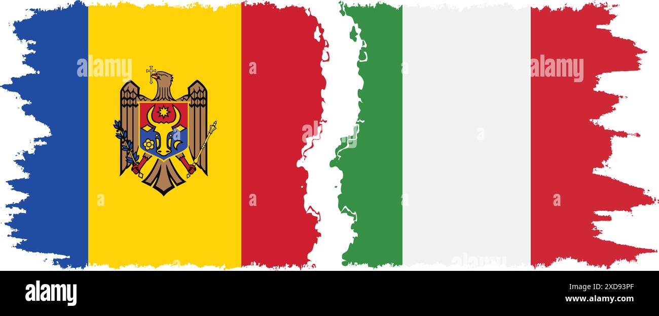 Italy and Moldova grunge flags connection, vector Stock Vector Image ...