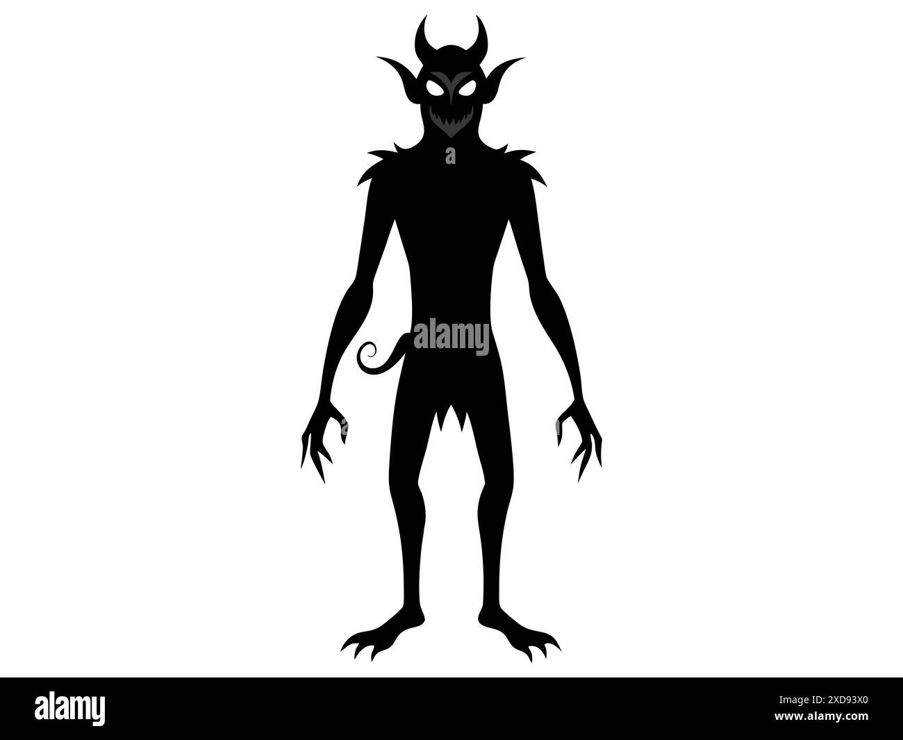 Black silhouette of devil character isolated on a white background ...