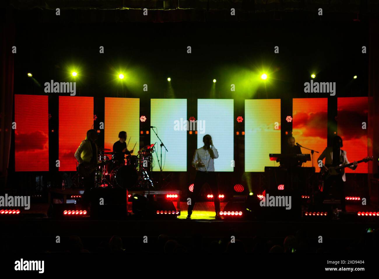 Music band on the stage. Concert stage performance, live band show ...