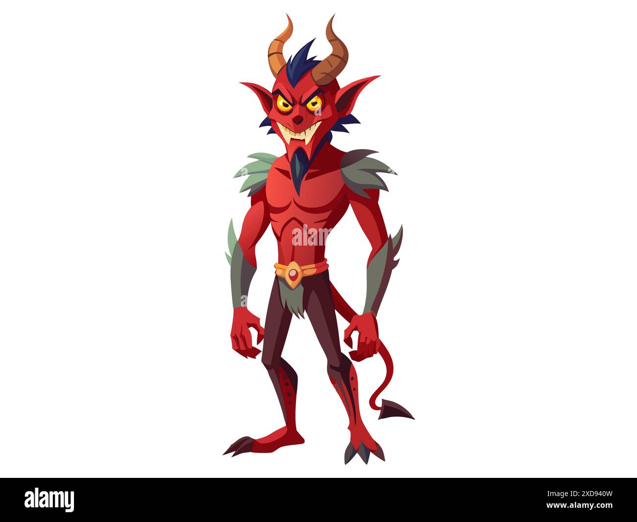 Cartoon devil character with glowing eyes isolated on a white ...