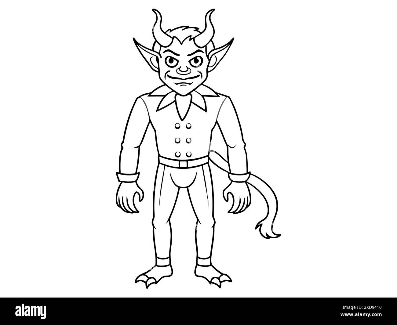 Black outline of devil character isolated on a white background ...