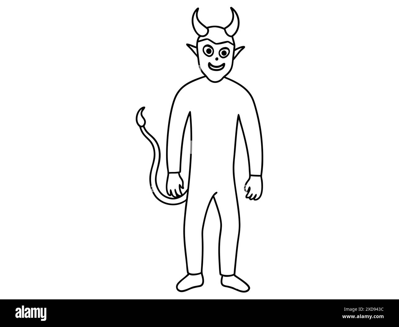 Black outline of devil character isolated on a white background ...