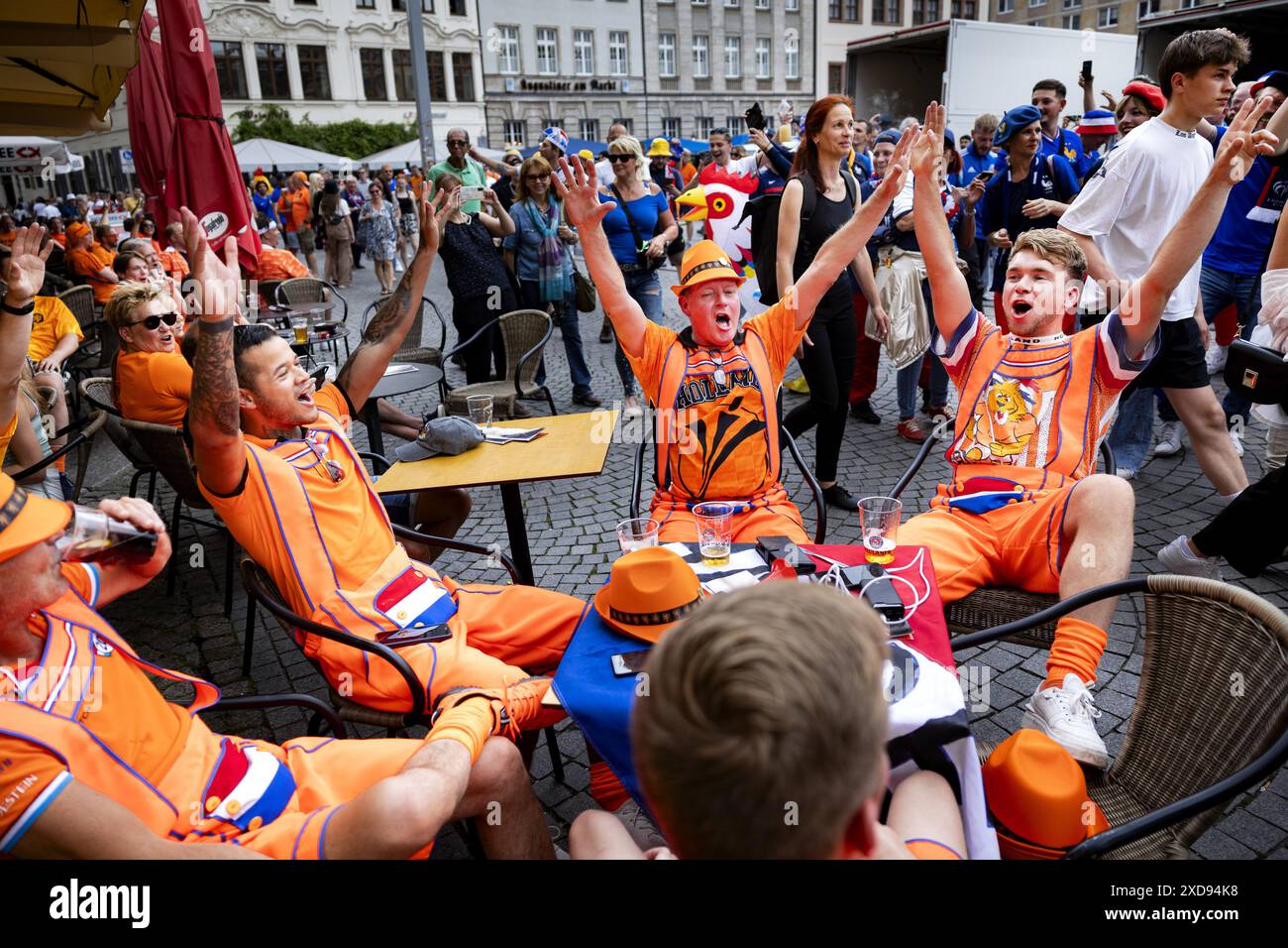 LEIPZIG - 21/06/2024, Dutch fans on the day before the second match at ...
