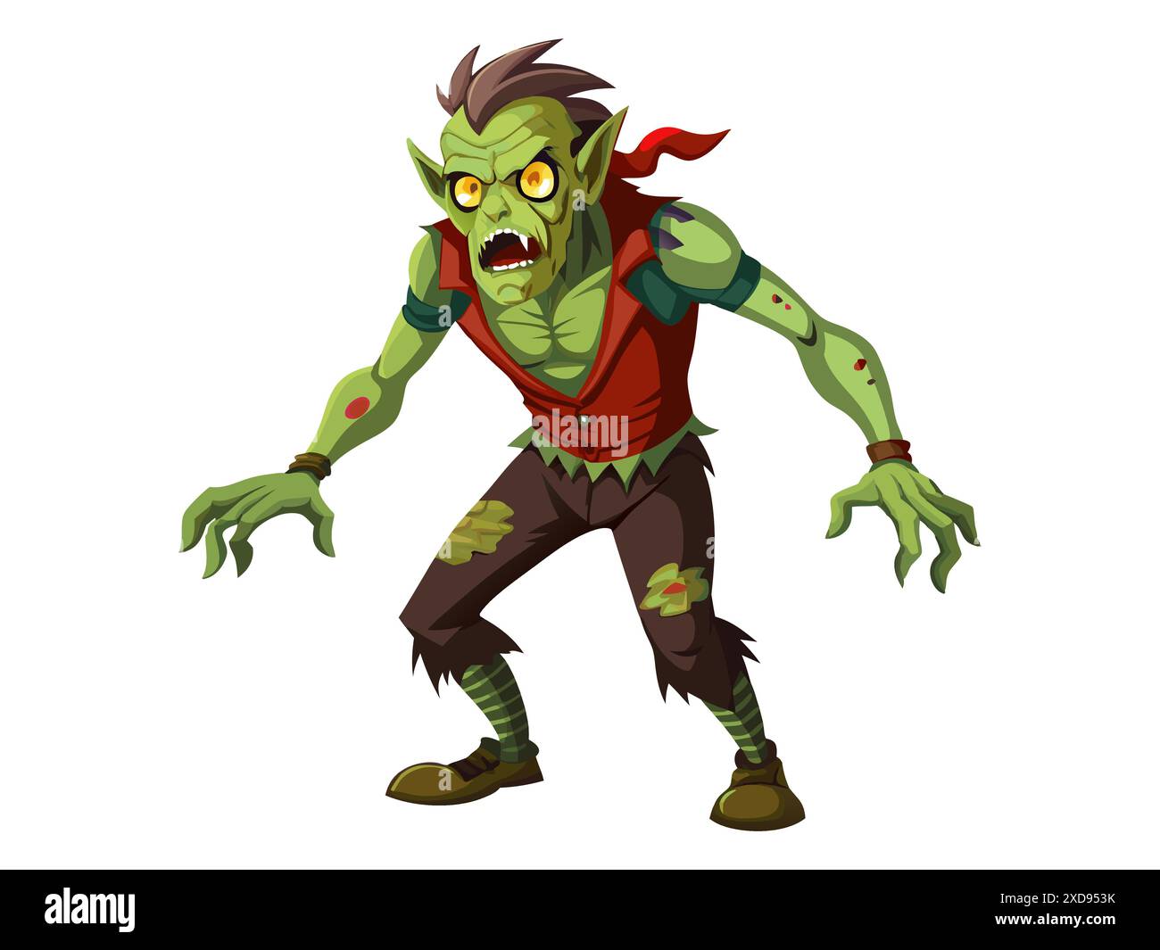 Scary cartoon zombie creature isolated on a white background Concept of ...