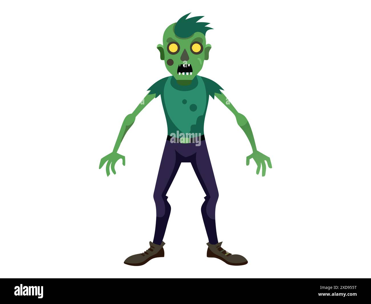 Scary cartoon zombie creature isolated on a white background Concept of ...