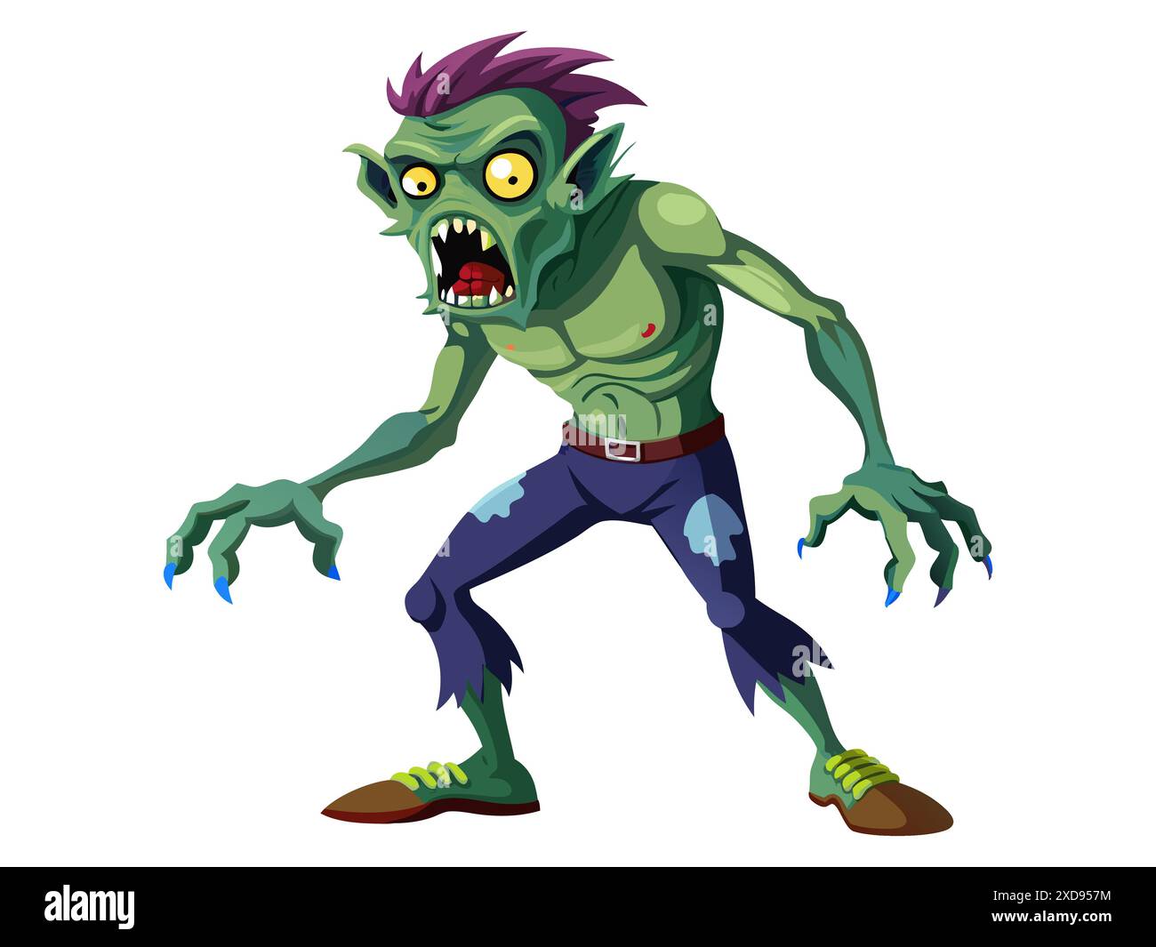 Scary zombie creature isolated on a white background Concept of undead ...