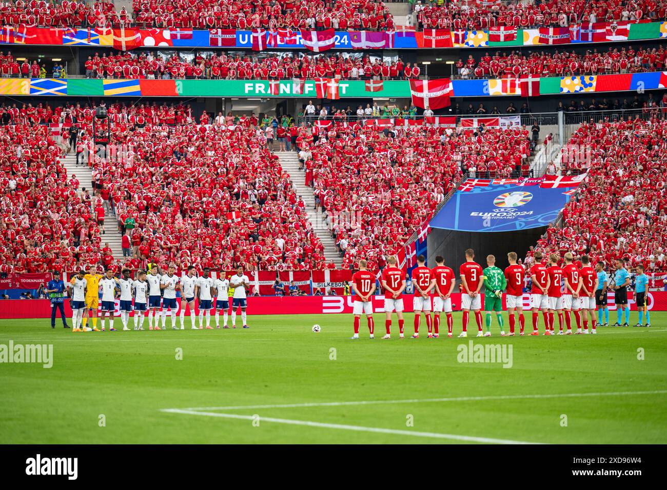 Frankfurt, Germany. 20th June, 2024. The players from the two teams ...