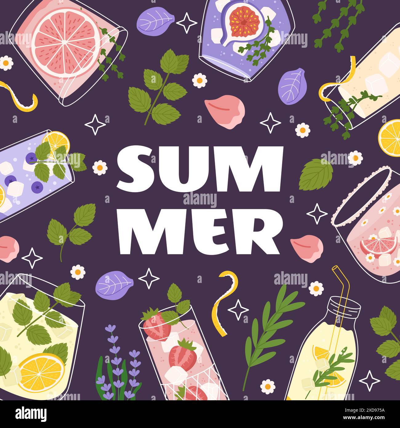 Refreshing herb drinks Stock Vector Images - Alamy