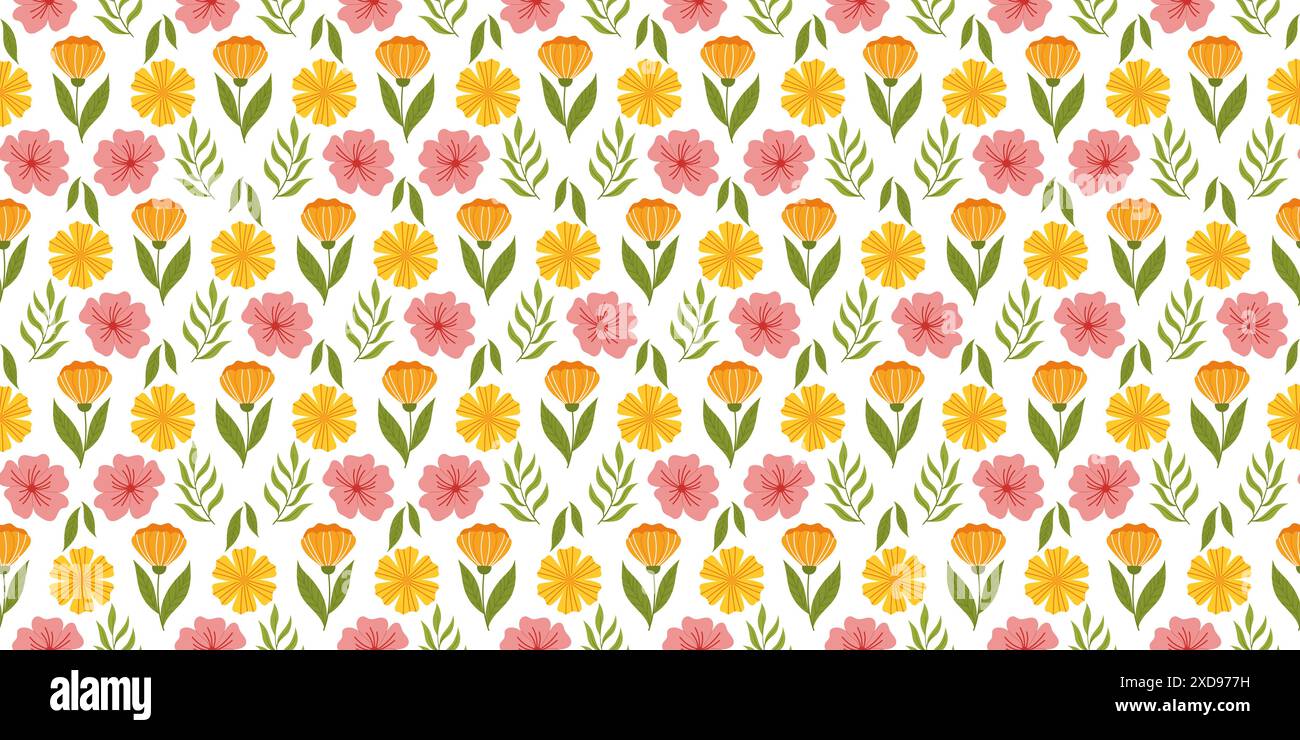 Continuous pattern showcasing floral elements. Botanical-inspired ...