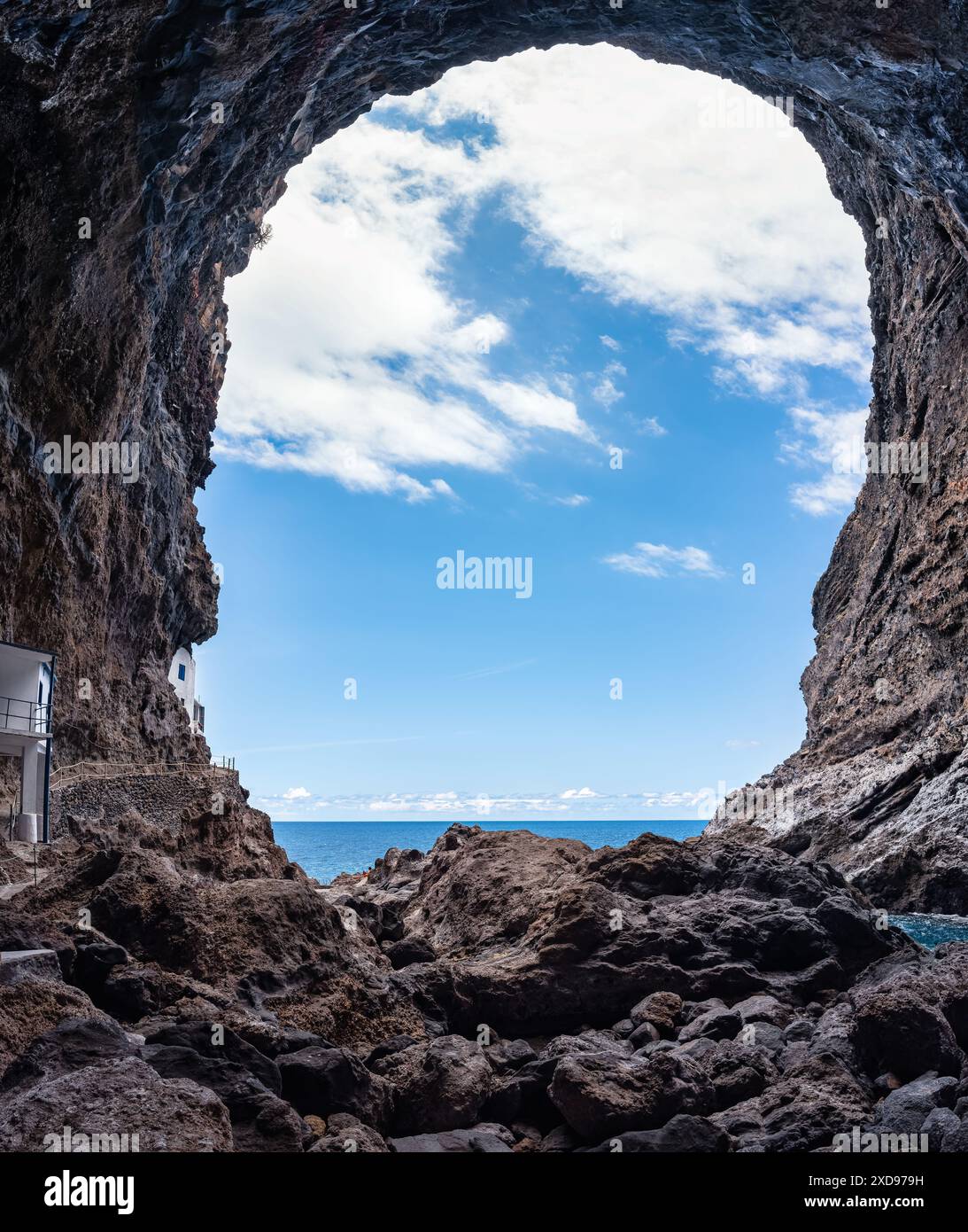 Stunning cave in the volcanic rock by the sea in Poris de Candelaria ...