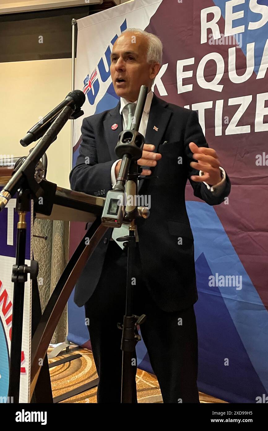 Reform UK deputy leader Ben Habib at TUV manifesto launch at Dunsilly ...