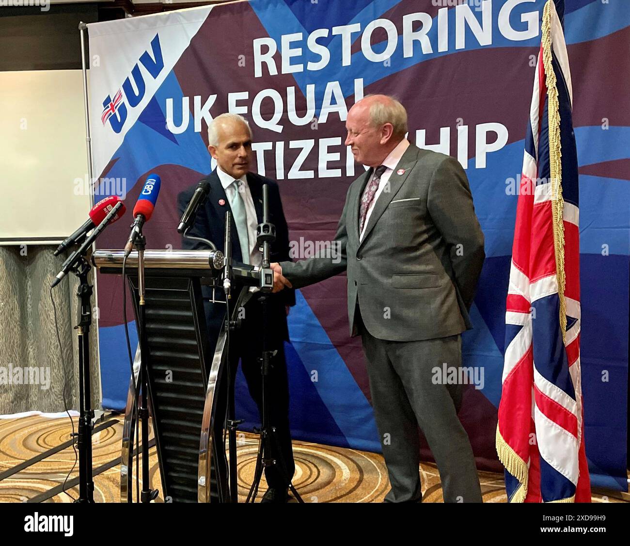 Reform UK deputy leader Ben Habib (left) and TUV leader Jim Allister ...
