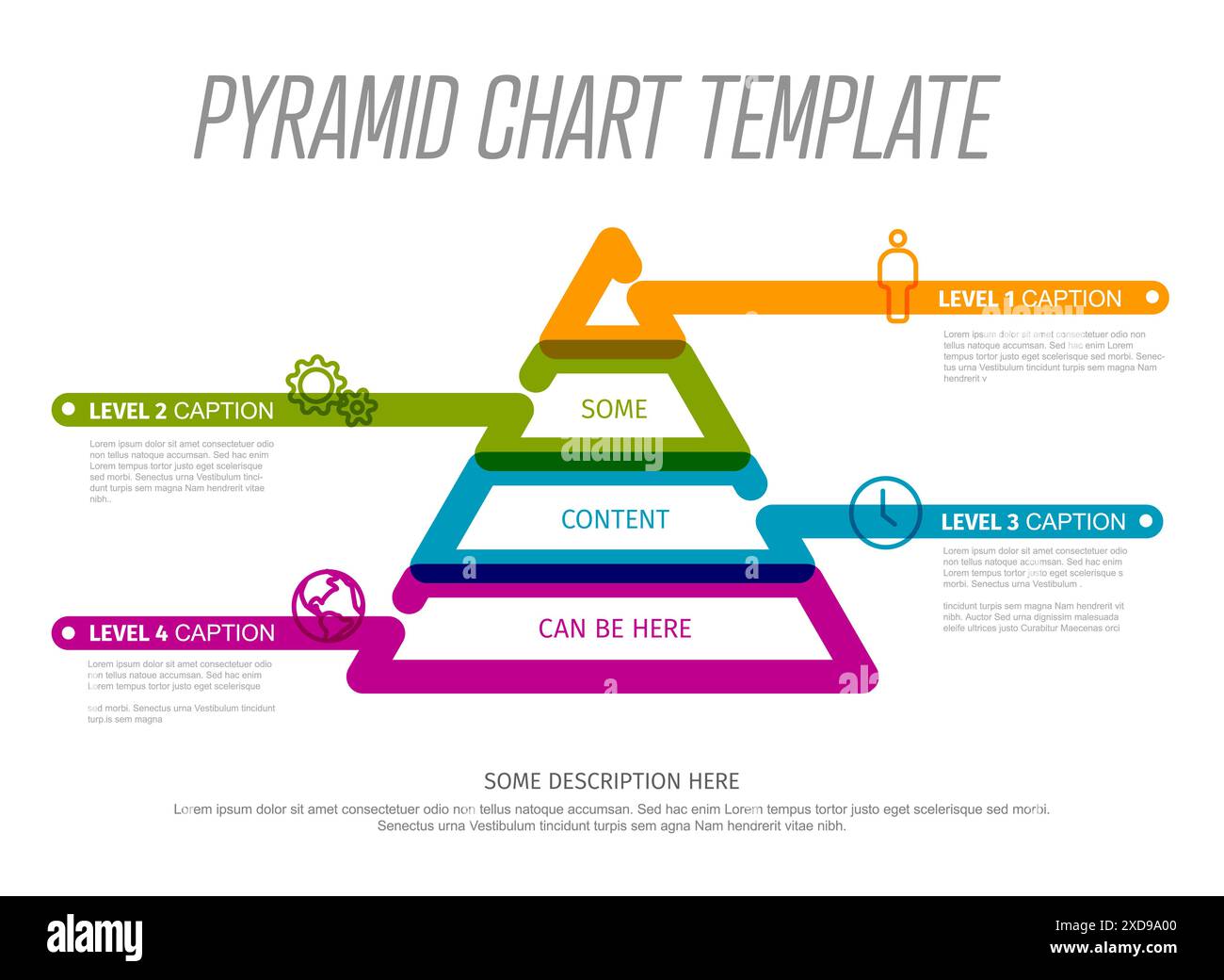 Vector Infographic Pyramid chart diagram template made from thick color ...