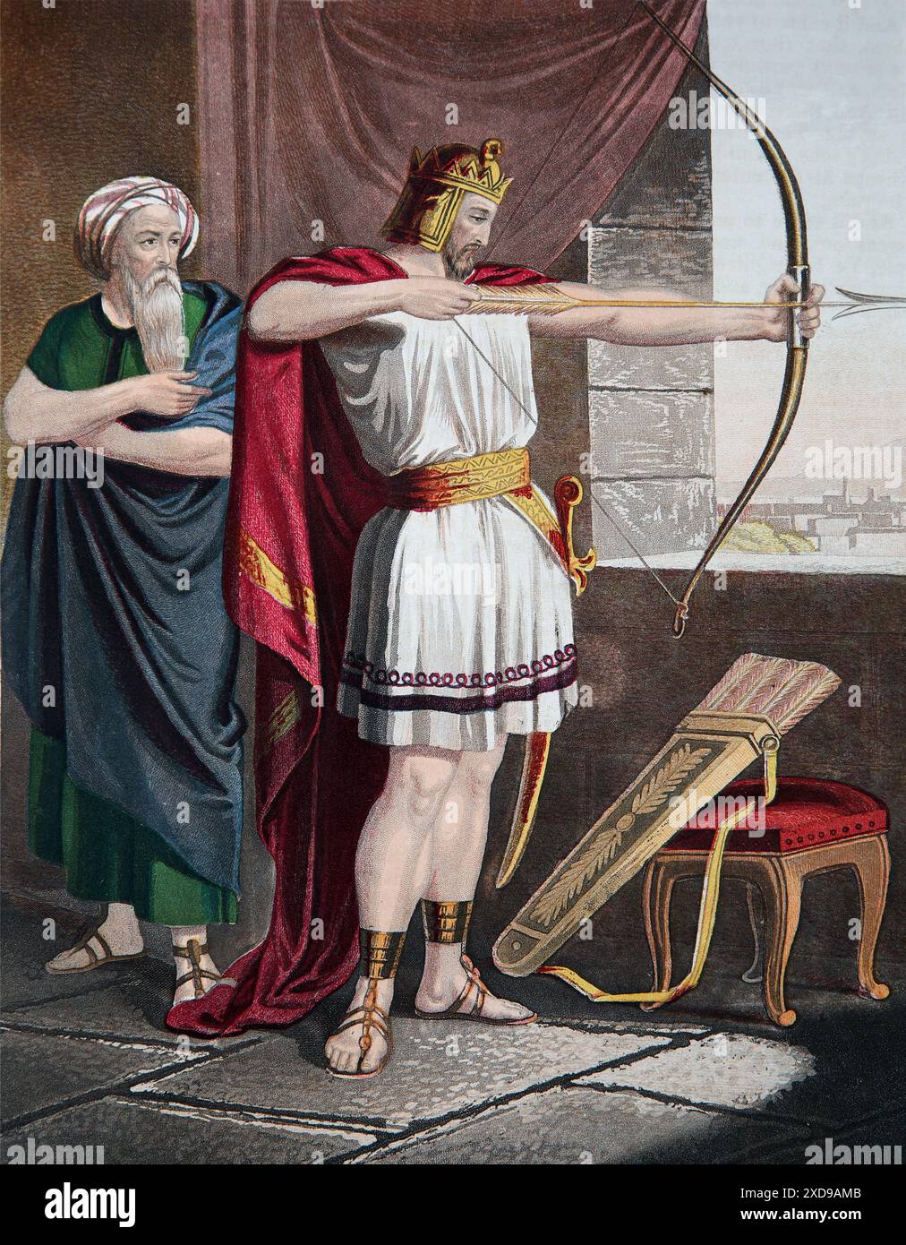 Illustration of Joash King of Judah Shooting Arrows out the Window at ...