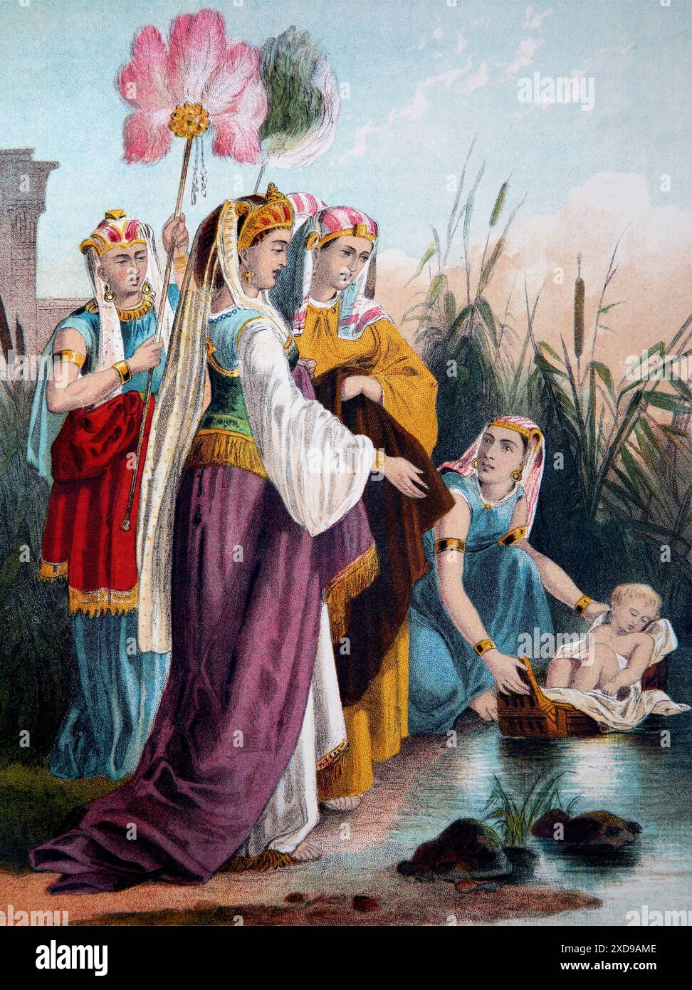 Illustration of Pharaoh's Daughter Finding Moses in the Bullrushes ...