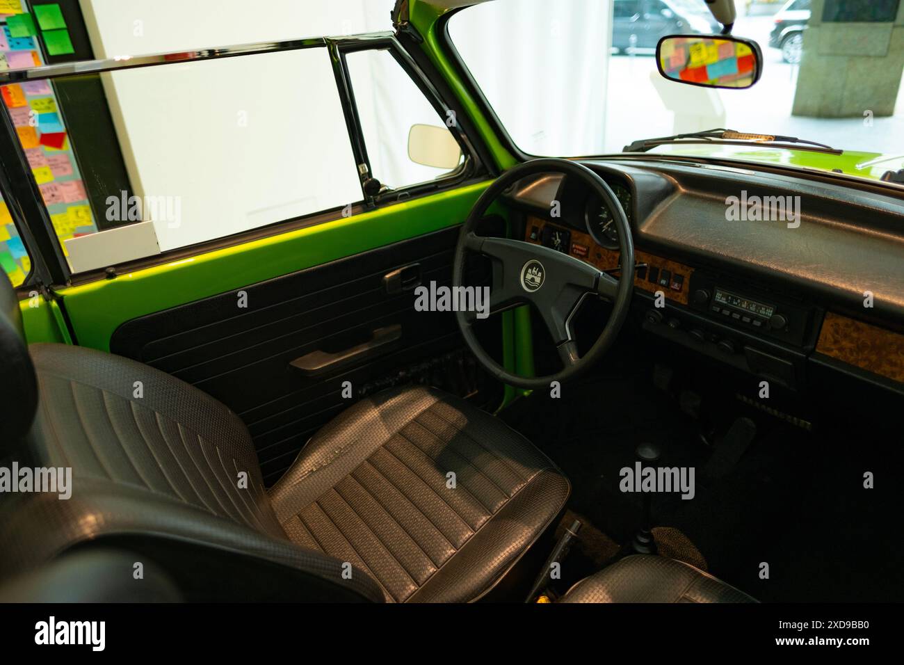 Interior classic vintage car Volkswagen VW Beetle Cabriolet, automotive ...