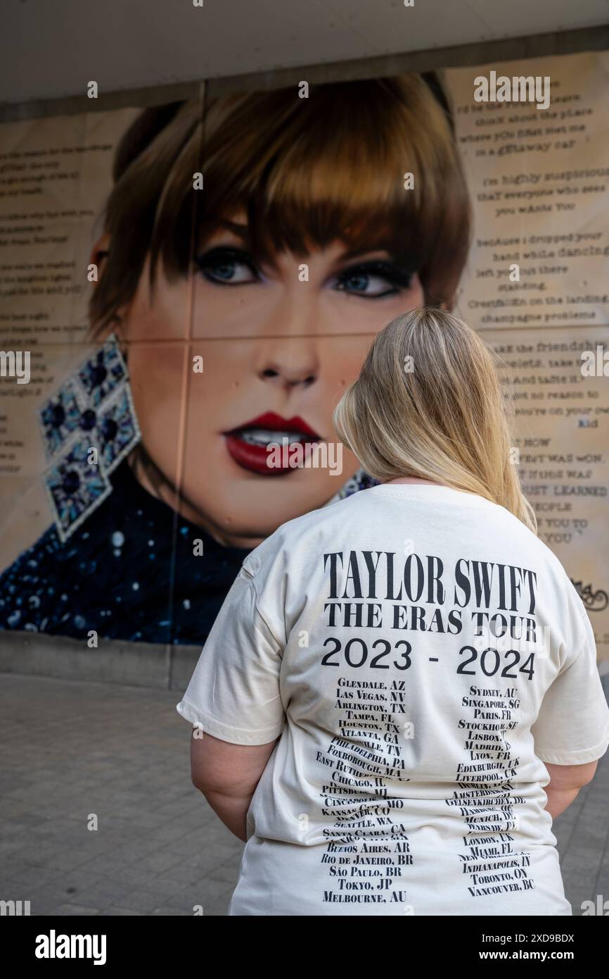 London, UK. 21 June 2024. A Taylor Swift fan ('Swifty') at the 'Swiftie ...