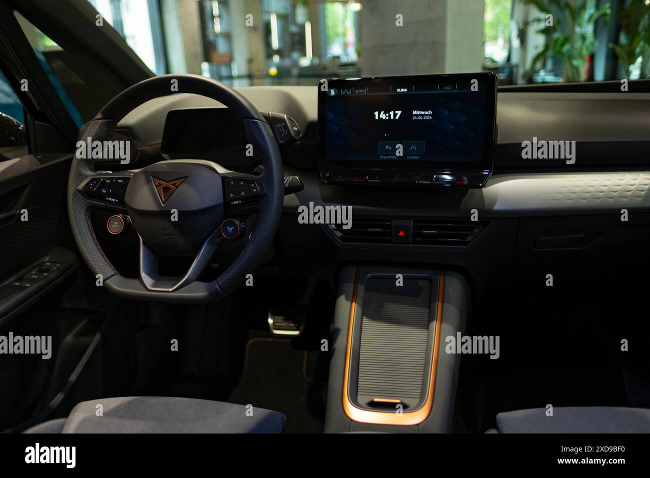 black Interior fully electric CUPRA Born, steering wheel, Driver's ...