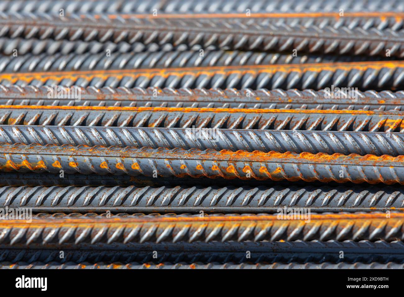 Construction iron rods with rust spots, abstract industrial background ...