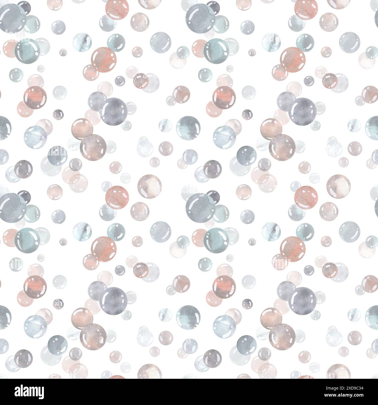Bubbles of water in blue and coral color on a white background ...