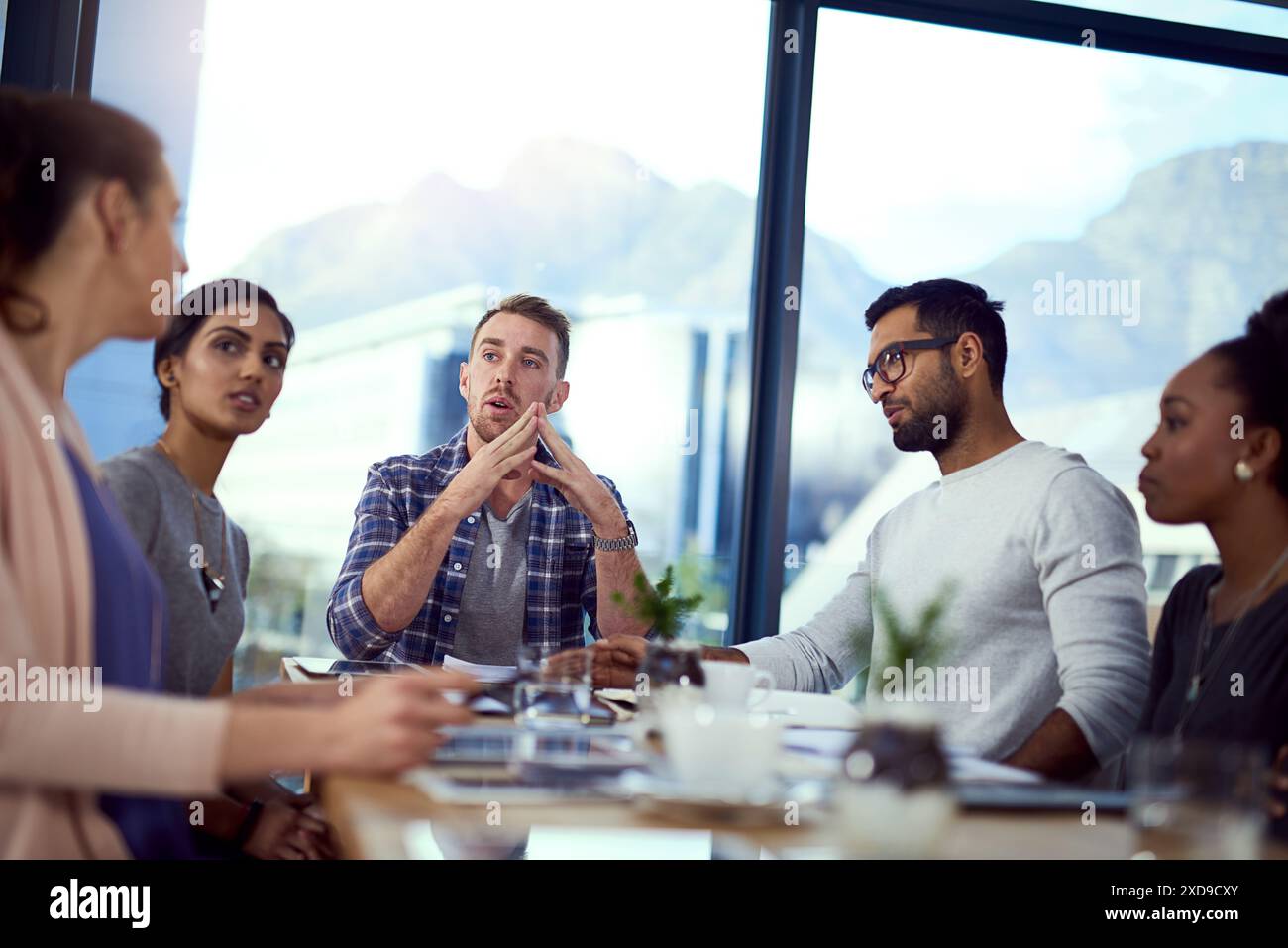 Business team, meeting and leadership conversation with teamwork ...