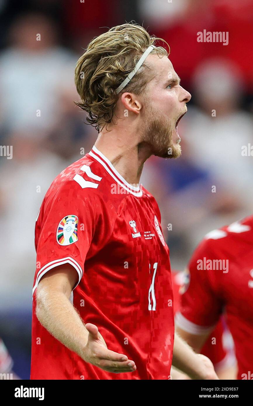 Morten Hjulmand of Denmark celebrates after scoring a goal during the ...