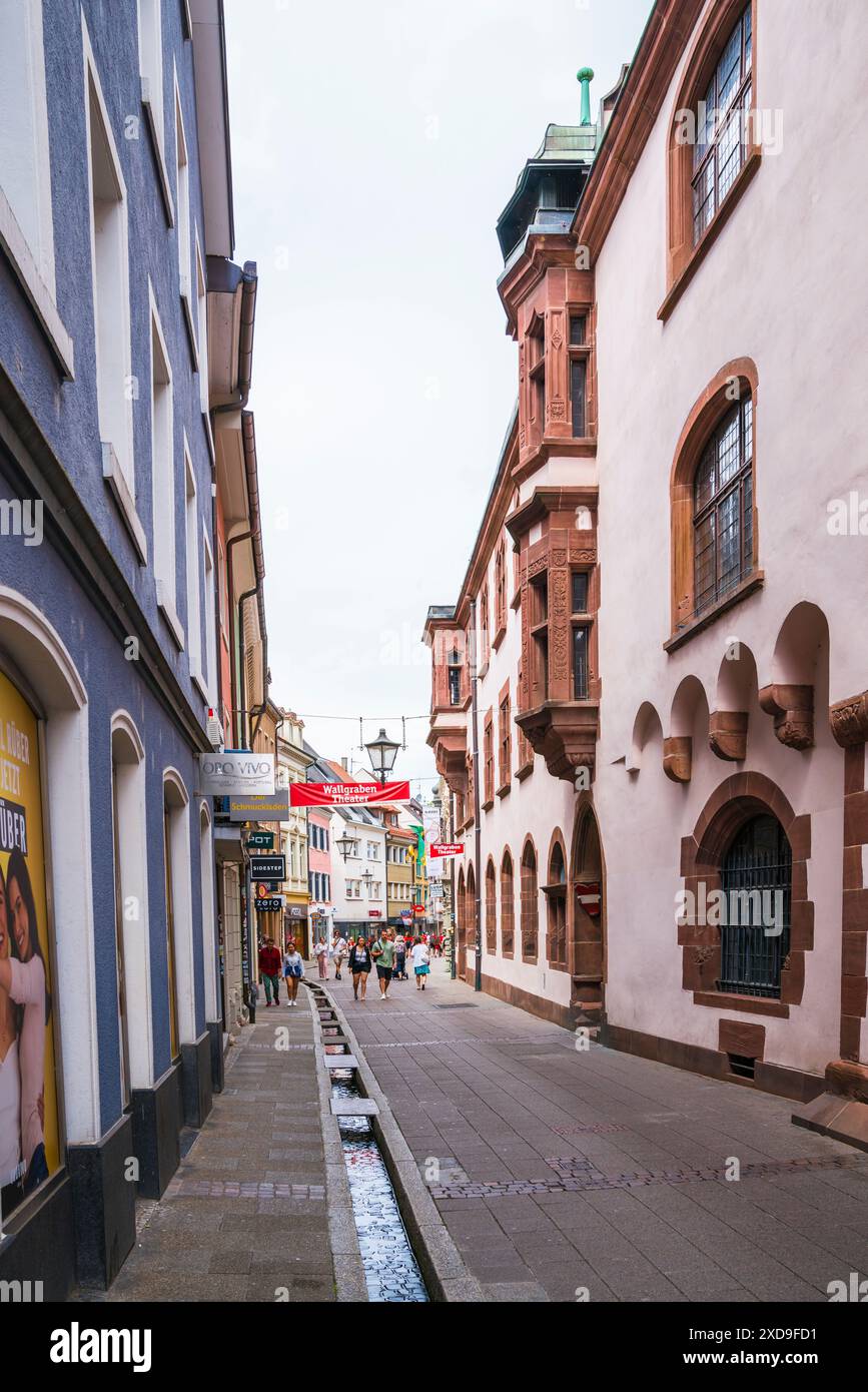 Freiburg im Breisgau, Germany, July 23, 2023, Colorful historical house ...