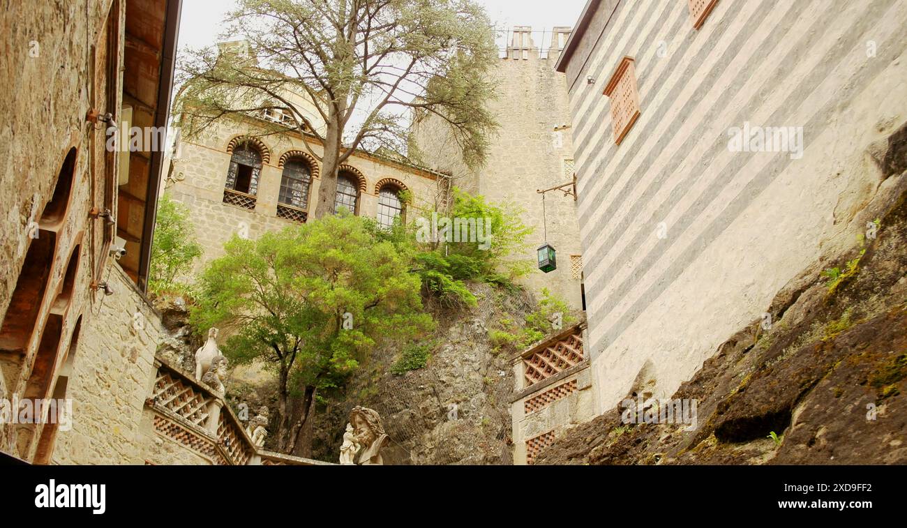 View of the entrance to the "Rocchetta Mattei", Grizzana Morandi ...