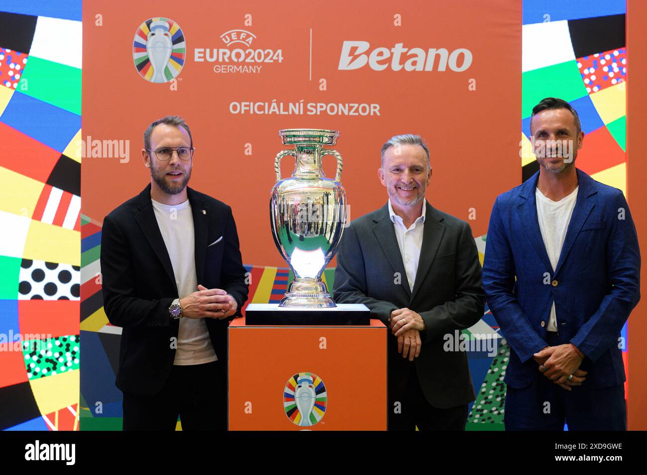 Prague, Czech Republic. 21st June, 2024. From left former national team ...