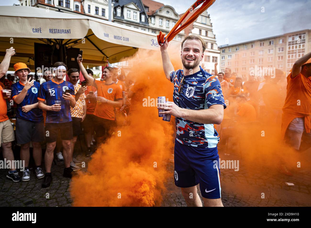 LEIPZIG - 21/06/2024, Dutch fans on the day before the second match at ...