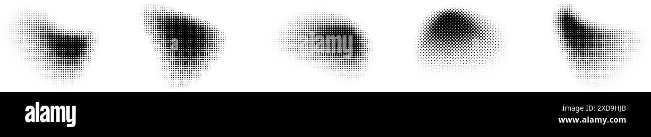 Halftone dots shapes. Fade black dot design elements. Vector ...