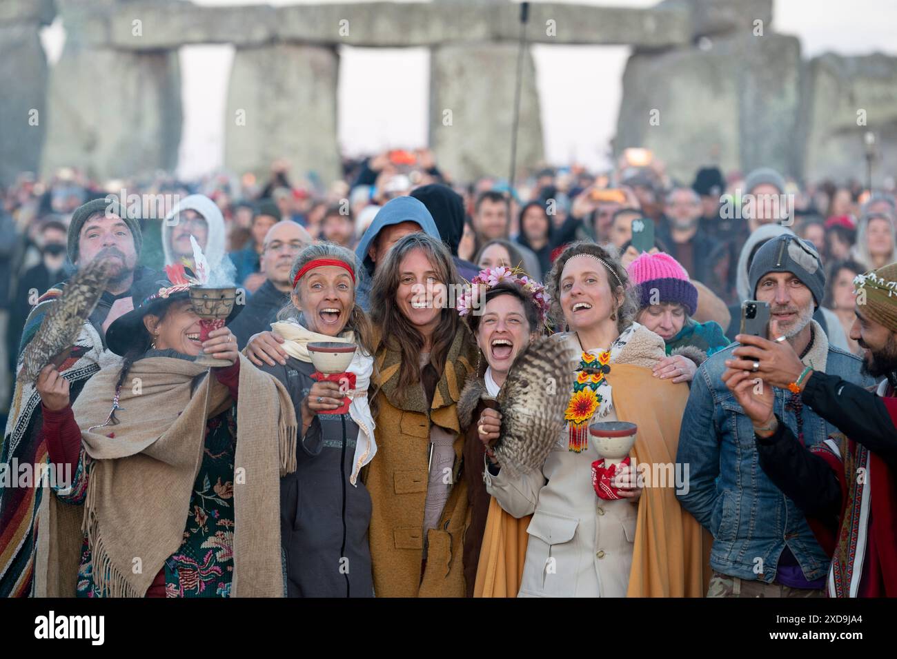 Spiritually-minded revellers celebrate the summer Solstice (mid-summer ...