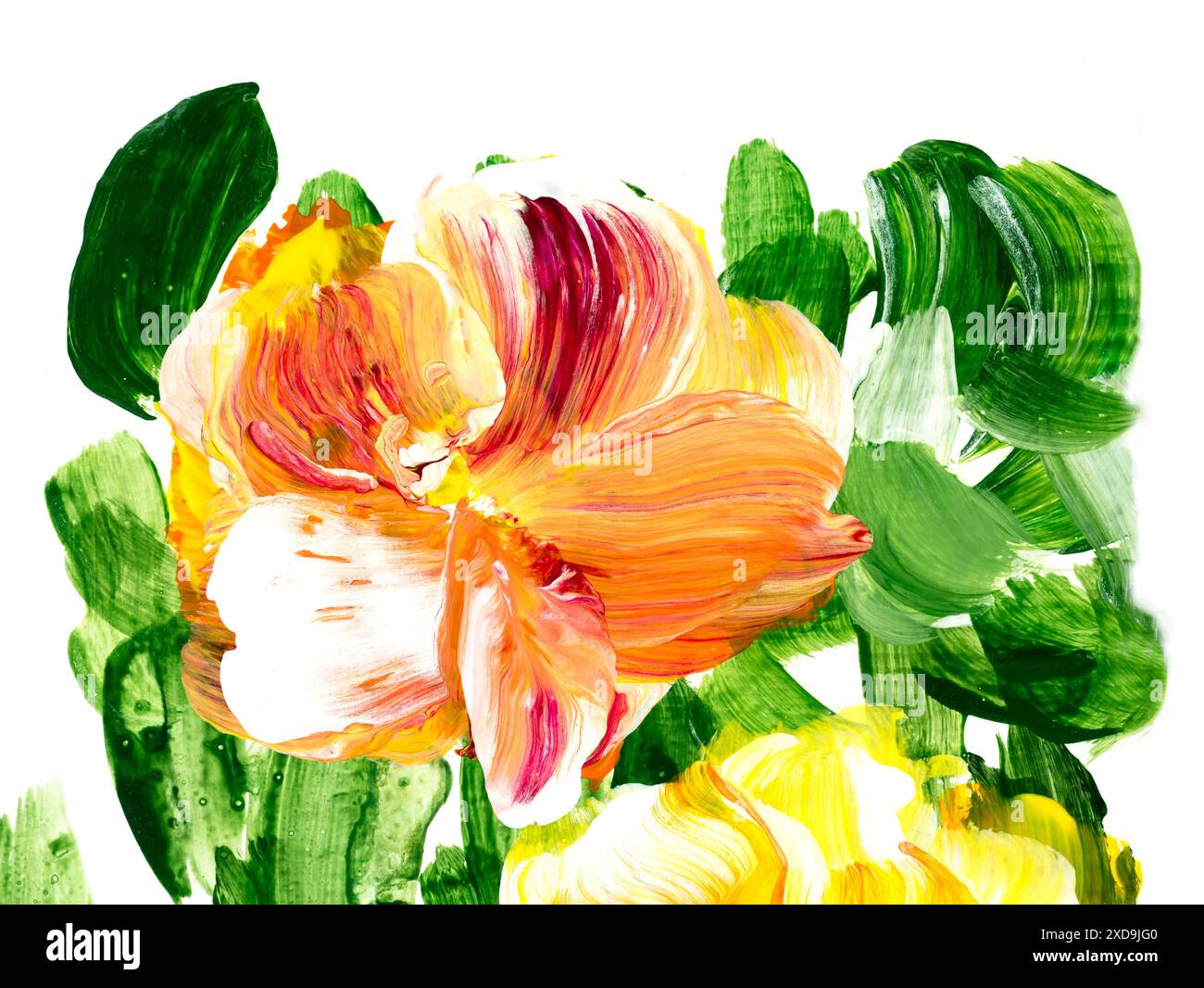 Abstract flower, original hand drawn, impressionism style, color ...