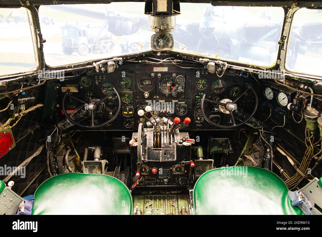WW2 RAF and US Douglas Dakota, c47 cockpit at the RAF Metheringham ...