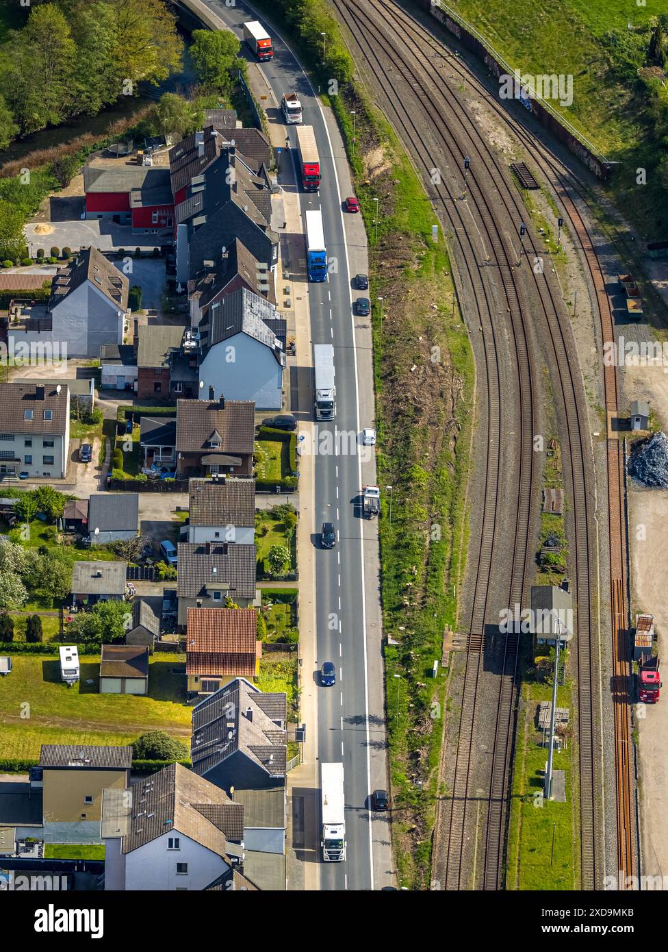 Aerial photo, Rummenohler Straße federal highway B54, road traffic ...