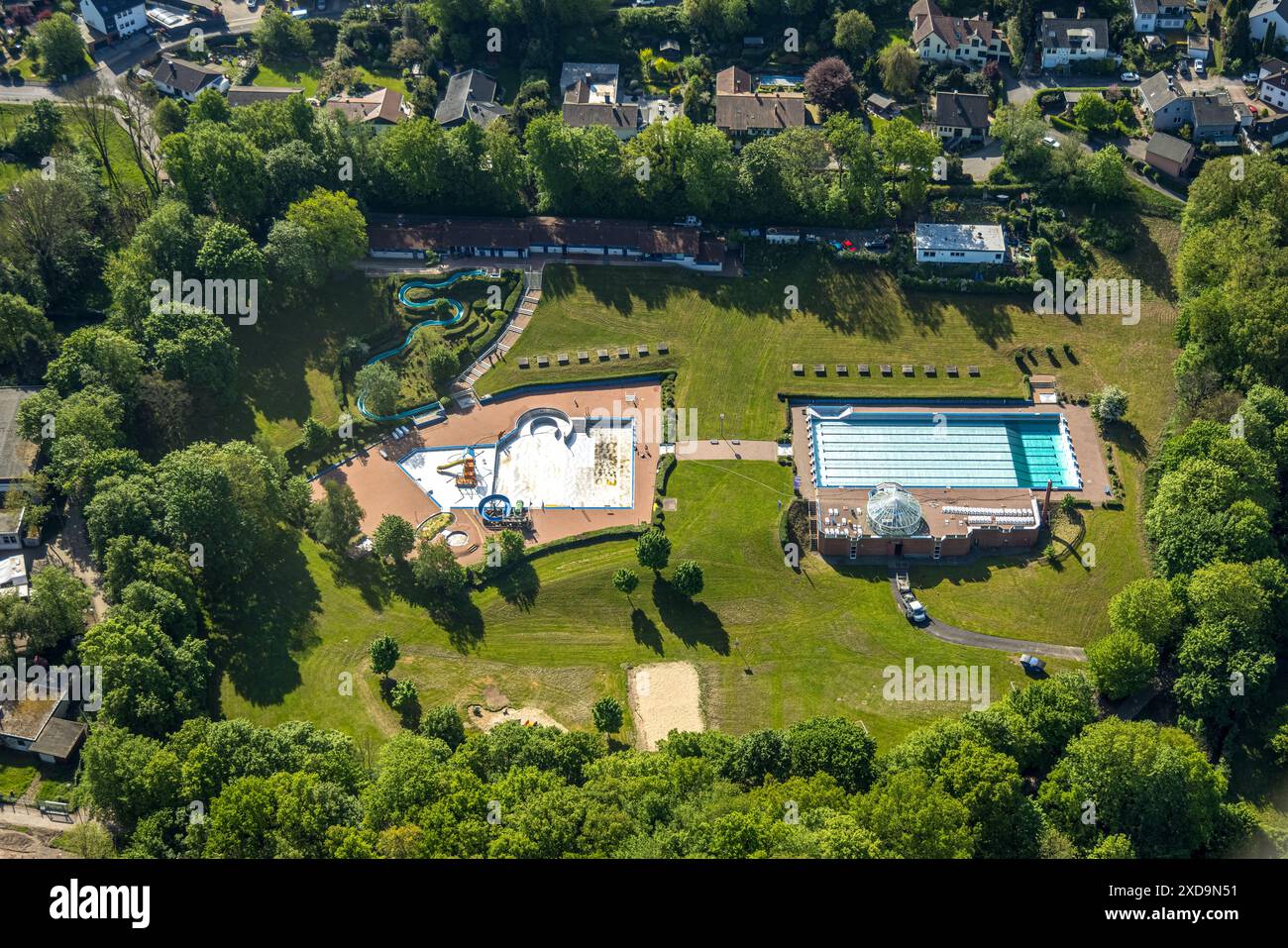 Aerial view, outdoor pool Hestert, swimming pool, Haspe, Hagen, Ruhr ...