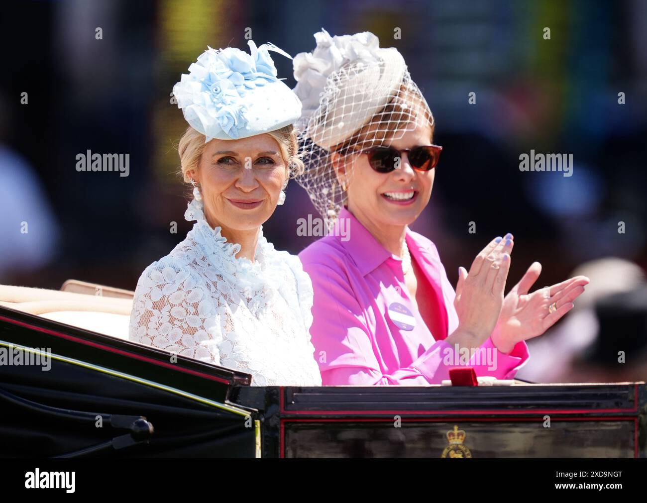 Heather de Bromhead (left) and arriving by carriage during day four of ...