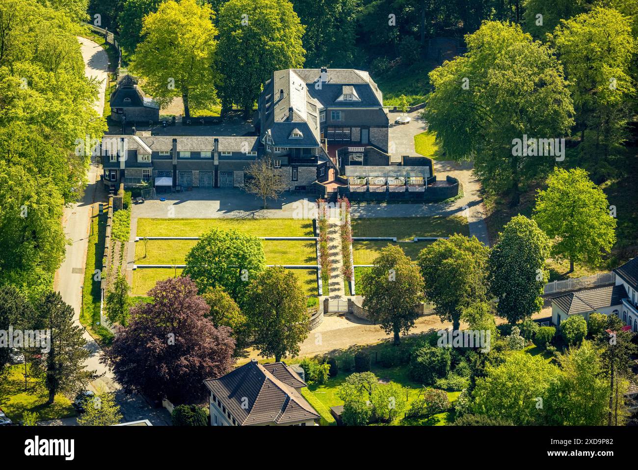 Aerial view, Hohenhof - Art Nouveau Villa Osthaus Museum, Hagener ...
