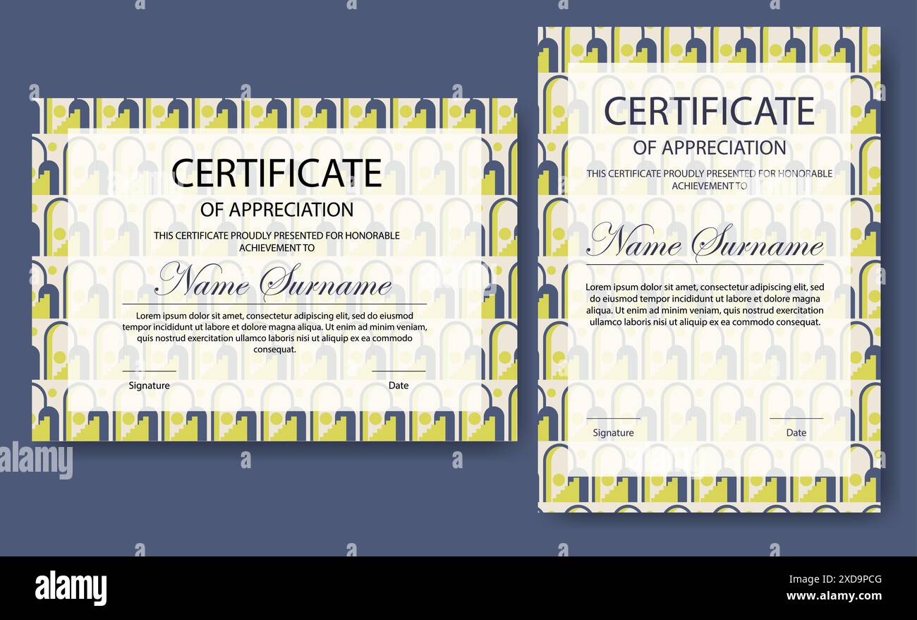 Certificate of appreciation template set, neutral colors. Modern ...