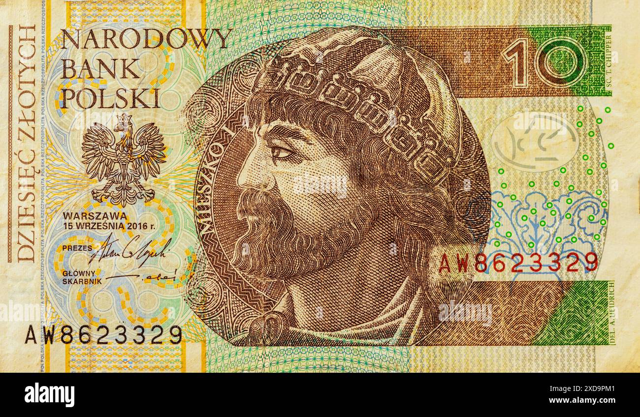National currency money of Poland ten zloty issued by Narodowy Bank ...