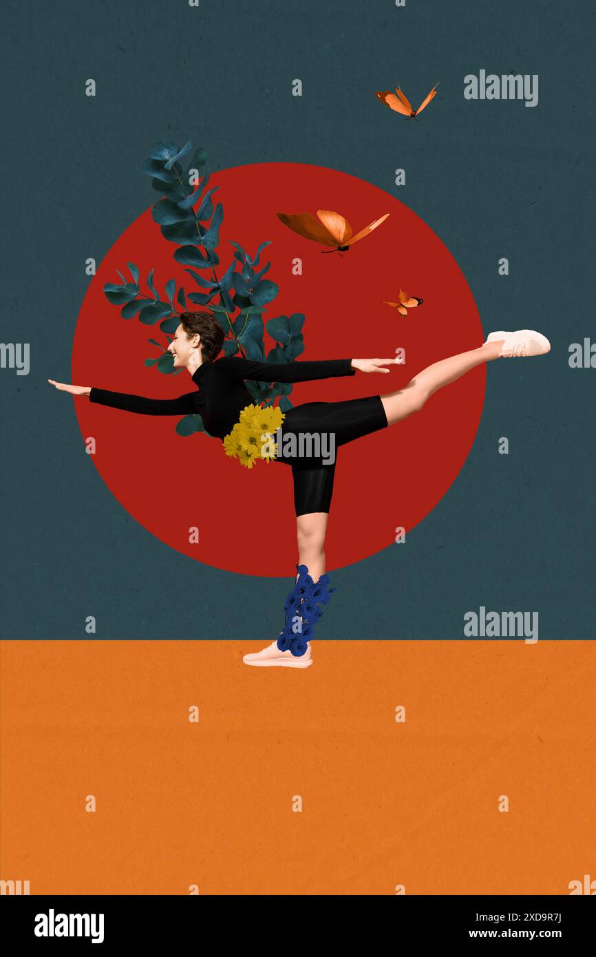 Trend artwork composite sketch photo collage of attractive young lady ...