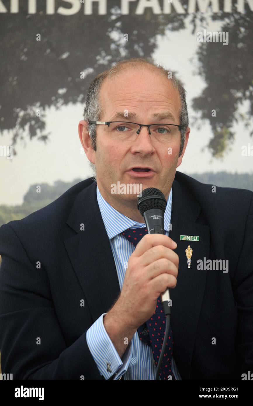 19th June 2024 National Farmers Union president Tom Bradshaw speaking ...