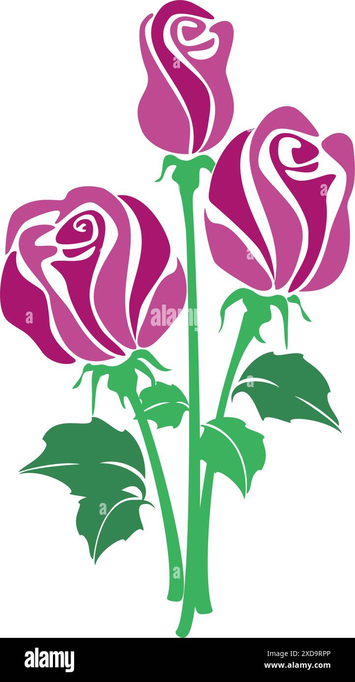 Three red colored roses Stock Vector Images - Alamy